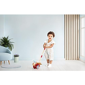 Award Winning Hape Butterfly Wooden Push and Pull Walking Toy, L: 6.3, W: 5.8, H: 22.2 inch, Red