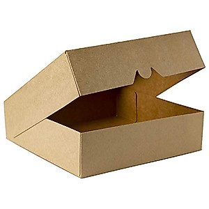 ONE MORE 10inch Natural Kraft Bakery Pie Boxes With PVC Windows,Large Cookie box 10x10x2.5inch 12 of Pack (Brown,12)
