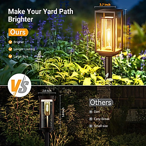 WdtPro Solar Pathway Lights Outdoor, 2X Bigger & Brighter Solar Lights Outdoor Waterproof, Over 12 Hours Double-Layer Solar Garden Lights, Auto On/Off Solar Lights for Outside Yard Walkway Driveway