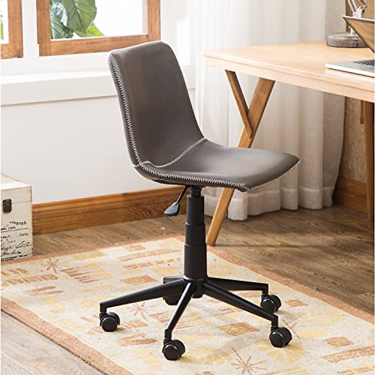 Roundhill Furniture Cesena Faux Leather 360 Swivel Air Lift Office Chair, Gray