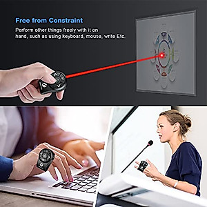 AMERTEER Wireless Presenter RF 2.4GHz Presentation Laser Pointer Finger Ring Remote PowerPoint PPT Slides Clicker Pen Rechargeable