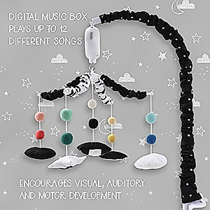 The Peanutshell Montessori Crib Mobile for Baby Boys or Girls - Digital Music Box with 12 lullabies