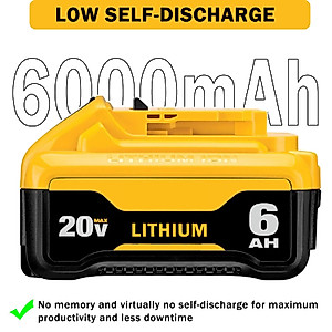 Simple Plus+ 2 Packs Replace for DeWalt 20v Battery 6.0Ah, Compatible with DeWalt 20V Cordless Power Tools