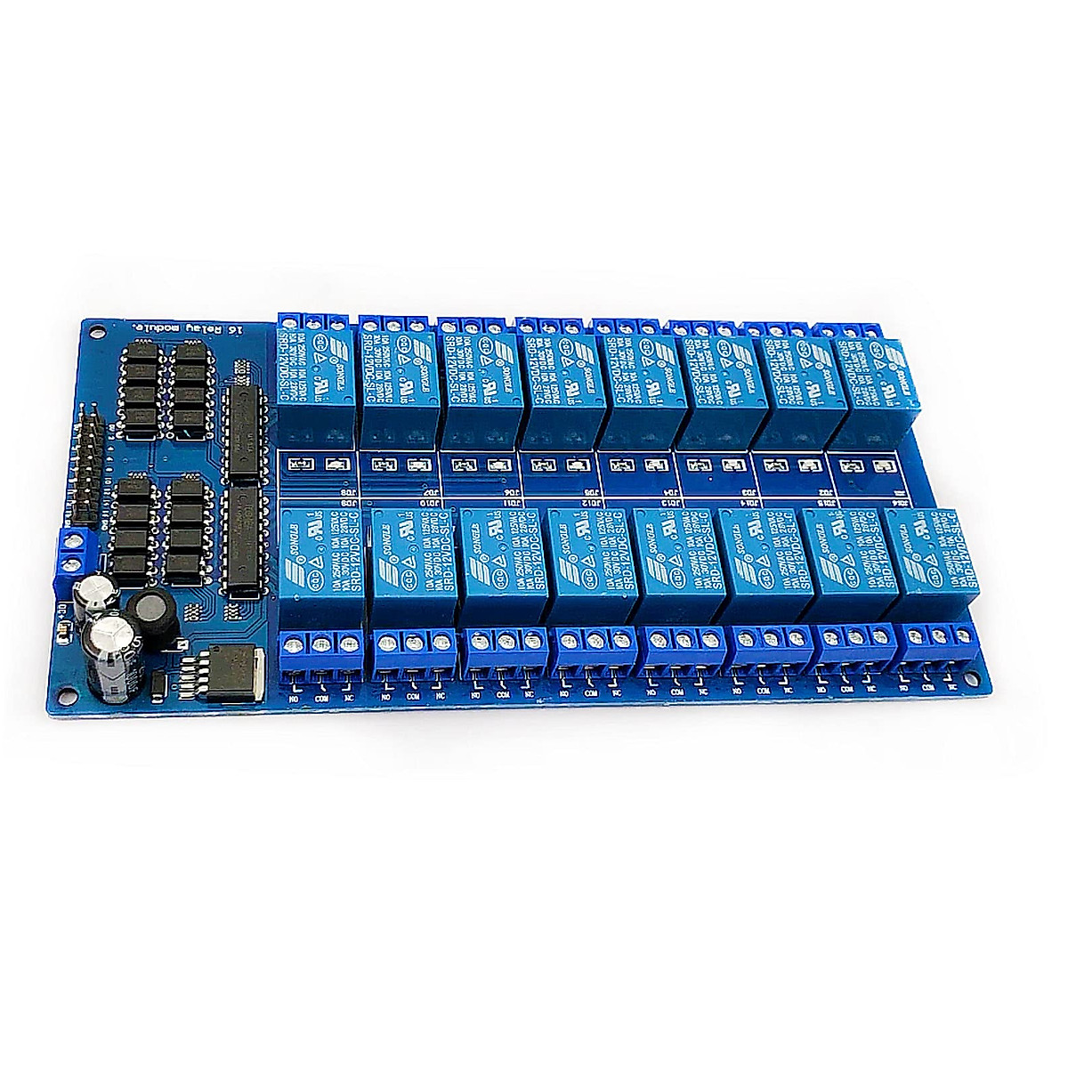 DEVMO 12V 16-Channel Relay Interface Board Module Optocoupler LED LM2576 Power Compatible with Ar-duino DIY Kit PiC ARM AVR