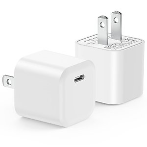 USB C Wall Charger Block, Agtray 2-Pack USB Type C Mini Phone Charger Cube Fast Charging Brick Travel Plug Power Adapter Box for Phone 15/14/13/12, Pad Air Mini Pro, Galaxy S23, Watch, Earbuds (White)