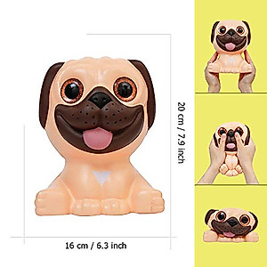 Anboor 7.9 Inches Dog Squishies Jumbo Kawaii Soft Slow Rising Scented Animal Big Eyes Squishies Pug Stress Relief Kids Toys Decorative Props