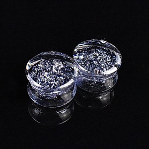Jboyanpei 10Pcs/5pair Metallic Sequins Acrylic Ear Tunnels Plugs Double Flared Ear Gauge Earrings Ear Expander Stretcher Piercing Size 8mm