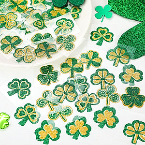 120 Pcs St. Patrick's Day Face Tattoos Shamrock Glitter Face Stickers Clover Temporary Tattoo Kids Body Stickers Three Leaf Shamrock Lucky for St. Patrick's Day Irish Party Costume Accessory