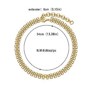 CLASSYZINT Gold Chunky Choker Necklace Large Wide Chain Short Chokers For Women (Watch strap chain choker)