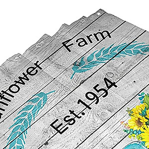 Dexsawoi 4pcs Rustic Sunflower Truck Shower Curtain Set with Non-Slip Sunflower Carpet, Toilet lid, and Bath mat. Bathroom Curtain with 12 Hooks 72 x 72 inches