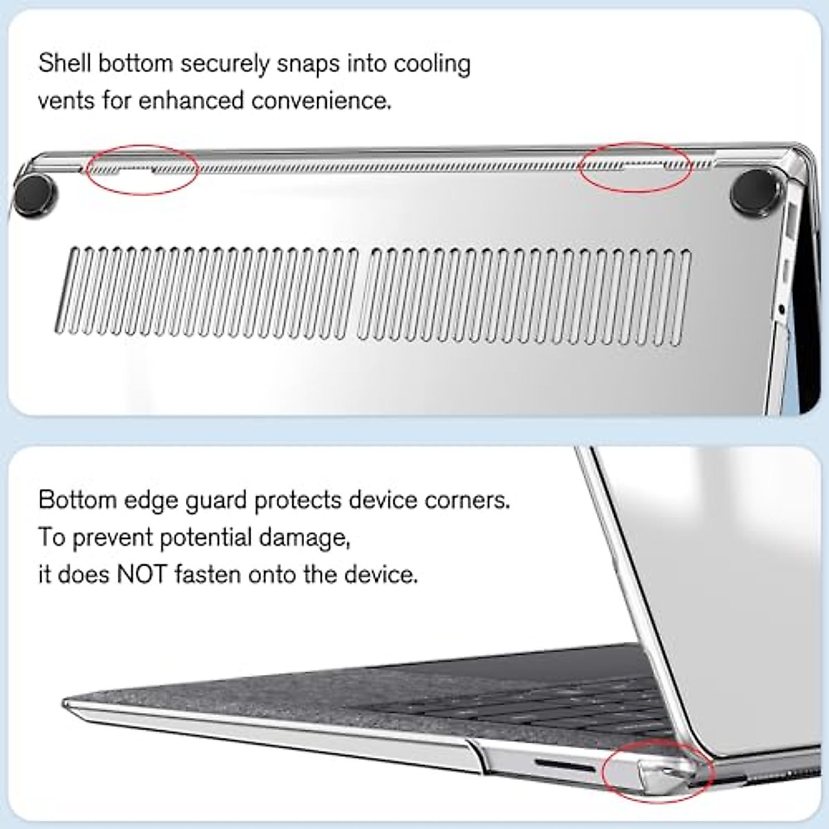 Fintie Protective Case for 13.5 Inch Microsoft Surface Laptop 5/4/3/2 with Alcantara Keyboard (Model: 1958/1950/1867/1769) - Slim Snap On Hard Shell Cover, Crystal Clear