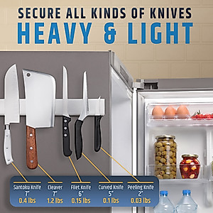 Fridge Applicable Stainless Steel Magnetic Knife Holder with Anti-Slide Upgrade - 12 Inch Professional Double Sided Knife Strip for Refrigerator - Knife Rack/Knife Bar with Powerful Pull Force