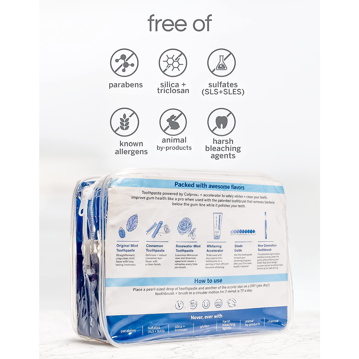 Supersmile Professional 4-Piece Flavor Sampler Kit w/ Whitening Toothpaste, Accelerator & Toothbrush