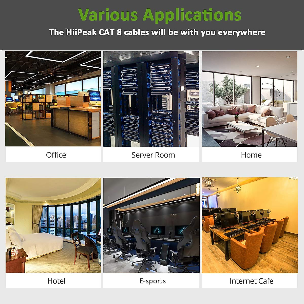 Cat8 Ethernet Cable 1FT, Indoor&Outdoor, Heavy Duty High Speed 26AWG Cat8 Network LAN Cable 2000Mhz, 40Gbps with Gold Plated RJ45 Connector, Weatherproof S/FTP UV Resistant for Router,Modem,PC Green