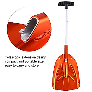 Winter Snow Ice Shovel with Telescopic Skidproof Handle Aluminum Alloy Winter Snow Ice Shovel Outdoor Kit Tool Orange