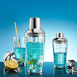 Sanlan cocktail shaker, 12oz Martini Recipes Measured Mixing Glass and Stainless Steel Top shakers bartending, Best Gift for Beginner