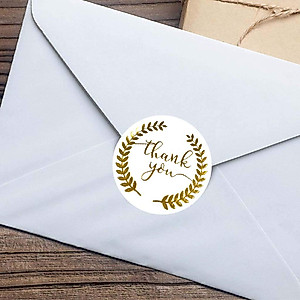 Vxkbiixxcs-o Stickers, 500 Pieces/roll Twig Thank You Sticker Gold Foil Seal Label Wedding Party Stationery