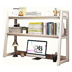 Computer Desktop Bookcase, 2-Tier Multipurpose Ladder Countertop Hutch Bookshelf, Adjustable Storage Display Shelf Organizer Rack for Home Dorm Office Supplies (Color : B, Size : 115CM)