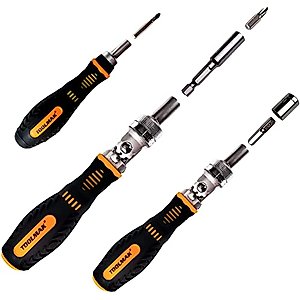 Ratcheting Screwdriver Set TOOLMAK 61pcs Socket Set & Screwdriver Bit Set with Rotatable Ratchet Handles ＆ Storage Case, Household Repair Tool Kits for Bike