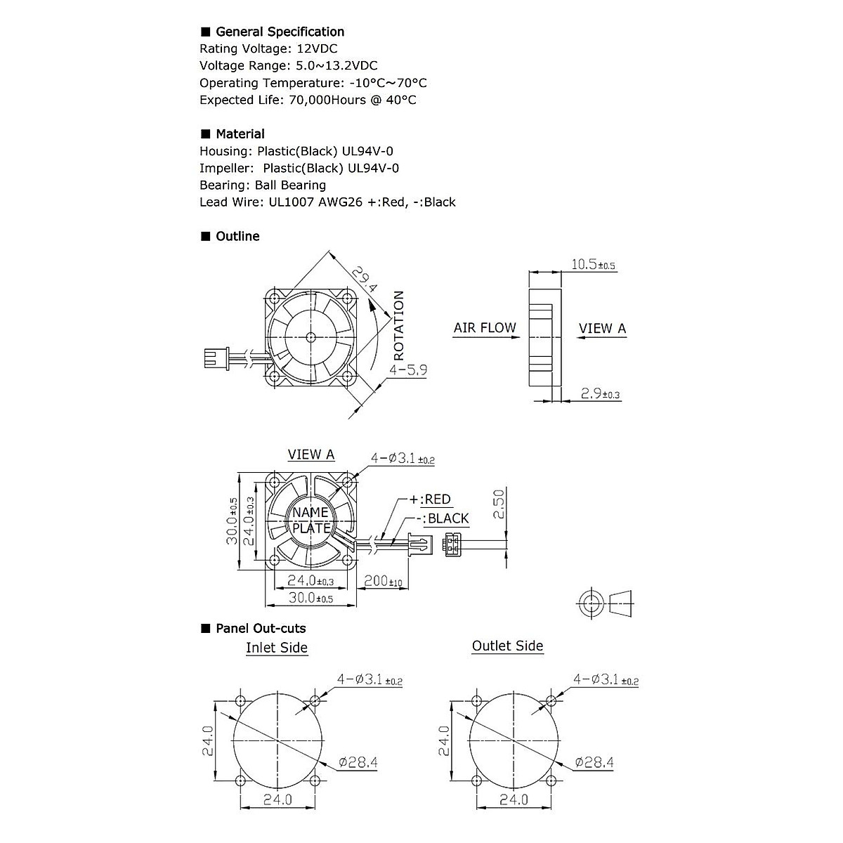 30mm 3010 30x30x10mm 1.2in. fan 12V DC Brushless Long Life Dual Ball Bearing Cooling Fan for 3D Printer,Computer or Other Small Appliances Series Repair Replacement 2Pin UL Certified (2packs 10000RPM)