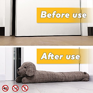 SANFERGE Dog Under Door Draft Stopper Heavy Duty, 3LB 34 Inch Decorative Fabric Door Draft Blocker, Animal Weather Stripping Sound Proof Bottom Seal, Save Energy Stopper Guard, Brown Plaid
