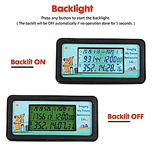 Searon Countdown to Retirement 1,999 Days Count UP with Alarm Clock, Display Current Time & Date, Ending Time & Date and Countdown Time Simultaneously