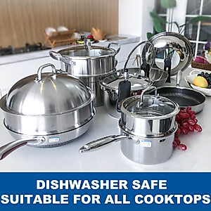 HZIB Stainless Steel Saucepan with Glass Lid,Two Side Spouts for Easy Pour,Ergonomic Handle, Multipurpose Sauce Pan with Lid, Yukihira Sauce Pan,Stock Pots Use for Home Kitchen Restaurant - 1.5 Quart