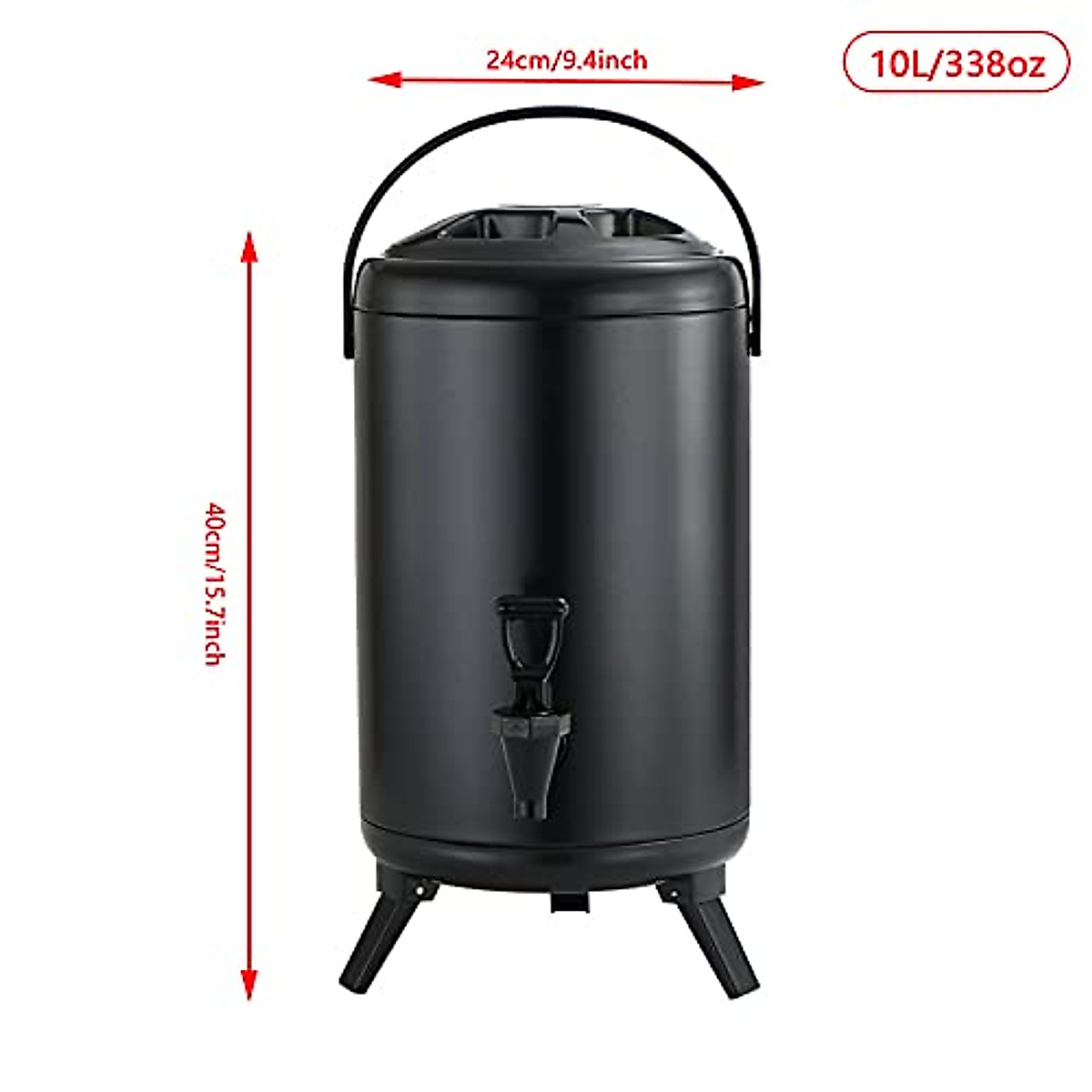 Stainless Steel Insulated Beverage Dispenser 10 Liter/2.64 Gallon with Spigot for tea, coffee, cold milk, water, juice in parties, offices, weddings (10 Liter/2.64 Gallon)