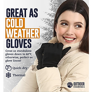 OutdoorEssentials Touch Screen Running Gloves - Cold Weather Black Gloves - Mens Winter Gloves, Gloves for Women Cold Weather