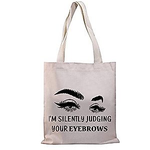 BDPWSS Esthetician Tote Bag Beautician Gift I'm Silently Judging Your Eyebrows Funny Esthetician Supplies Bag (judging eyebrows TG)