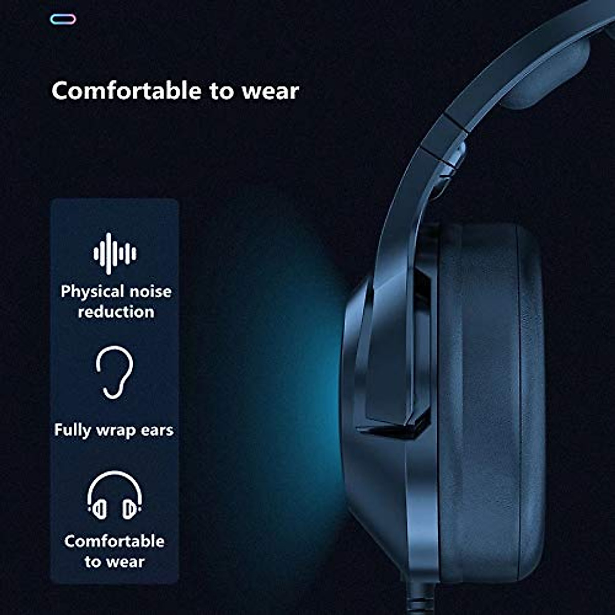 Stereo Gaming Headset with Mic,RGB Luminous Mobile Phone Computer Noise Reduction Headset,Detachable Cat Ear Gaming Headset, for PS4, PS5, Xbox One, PC, Phone