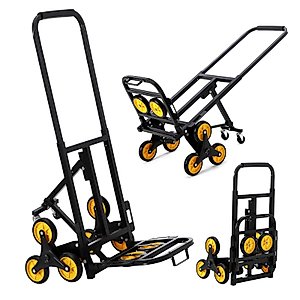 GarveeTech Stair Climber Hand Truck and Dolly, 330 lbs Heavy Duty Trolley Cart Folding Grocery Cart Dolly cart Hand Truck with Telescopic Handle & 10 Wheels for Shopping, Moving, Office
