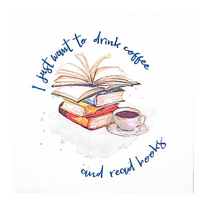 30 Pk, "Books & Coffee" Beverage 3-Ply Paper Party Napkins for Book Clubs and Events, Lunches, Garden Parties, Tea Time