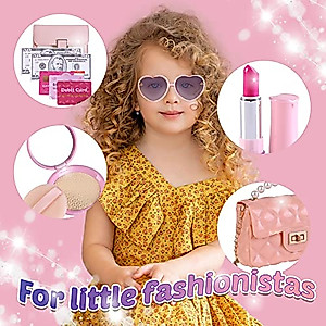Princeplay Purse Makeup Toys For Girls - Toddlers Kids Bag Cute Baby Little Pink Cell Phone Cosmetic Lipsticks Princess Play Money Jewelry Credit Card Accessories Birthday Gifts 3 4 5 6 7 8+ Years Old