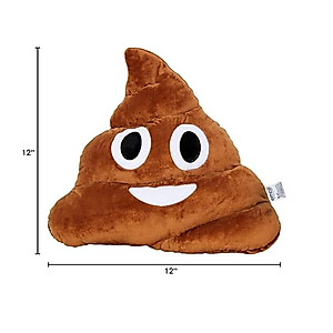 EvZ Emoji Poo Face Emoticon Cushion Stuffed Plush Soft Pillow, Official Certified, 35cm Brown
