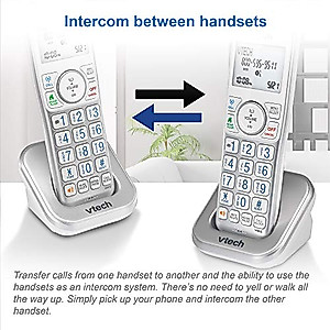 Vtech VS112-37 DECT 6.0 Bluetooth 3 Handset Cordless Phone for Home with Answering Machine, Call Blocking, Caller ID, Intercom and Connect to Cell (Silver & White)