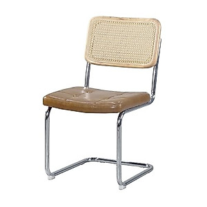 Edloe Finch Leather Dining Chair with High-Density Sponge, Rattan Chair for Dining Room, Living Room, Bedroom (Brown (New)