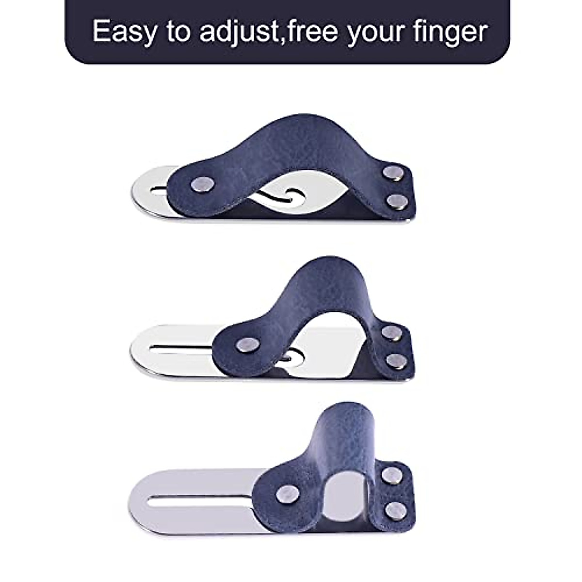 Hualing Metal Cell Phone Finger Ring Stability Holder Back Stand Collapsible Stainless Steel + Real Leather Hand Grip Universal for iPhone Samsung Galaxy Mobile (Blue), SSL