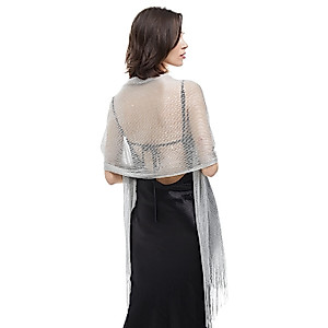 MissShorthair Sparkly Shawls and Wraps for Evening Dresses,Shawl Wraps for Women Wedding Party with Buckle