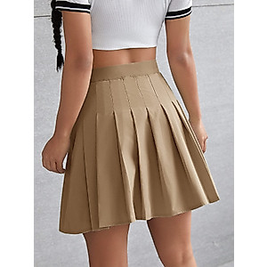 Milumia Women Pleated High Waisted Short Skirt Side Zipper A Line Tennis Skirt Khaki Medium