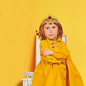 MISS FANTASY Princess Dress Up Accessories,Cosplay Accessories for Kids Girls, Princess Dressed up Crown,Wand,Gloves,Necklace,Earrings,Bracelet Gift Sets for Little Girls Halloween Party Cosplay Set