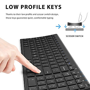 iClever BK10 Bluetooth Keyboard, Universal Bluetooth 5.1 Wireless Keyboard with Number Pad, Ergonomic Design, Multi-Device Compatibility, Stable Connection for Mac, iPad, iPhone, Android, Windows