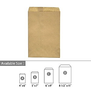 100 Pack Brown Kraft Paper Bags, 6" x 9" Inches, Gift Card, Gift Candy, Cookies, Doughnut, Crafts, Party Favor, Sandwich, Jewelry Merchandise- by RJ Displays