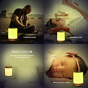 TLAOTNIY Night Light Touch Sensor Lamp,Soft Eye Bedside Table Lamp, Dimmable Warm White Light & 13 Color Changing RGB for Kids Bedroom/Room/Dorm (120mm-Silver)