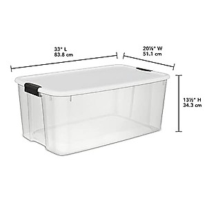 Sterilite 116 Quart Ultra Clear Plastic Storage Tote Container with Latching Lid (12 Pack)