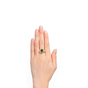 Rylos Rings for Women 14K Yellow Gold Ring Classic Designer Style Oval 12X10MM Solitaire Gemstone Ring June Alexandrite Jewelry for Women Size 10