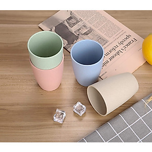 LuckyZone Wheat Straw Unbreakable Cup (12 oz) - Reusable Drinking Glasses Set of 5 - Dishwasher Safe - BPA Free & Eco-Friendly(Beige)