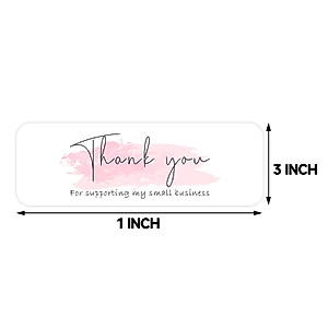 480pcs (1"x 3") Thank You Stickers Pink for Business, Rectangle Labels Online Retailers, Boutiques, Shops to Use on Bags, Boxes and Envelope
