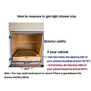 COUVER Pull Out Soft Close Cabinet Organizer, Wood Drawer Slide Out Shelves for Kitchen, 28.5"(W) x 21.25"(D) X 4"(H), Soft-Close Rail with Spacer, Side Mount