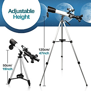 USCAMEL Telescope for Adults Kids Beginners 60mm Aperture 500mm AZ Mount Fully Multi-Coated Optics Professional Astronomy Telescope with Adjustable Tripod Phone Adapter Backpack